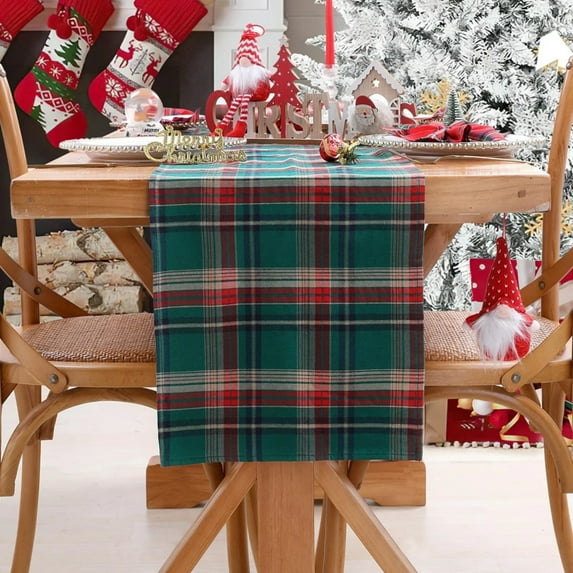 Christmas Table Runner Green Scottish Tartan Plaid Napkins Christmas ...