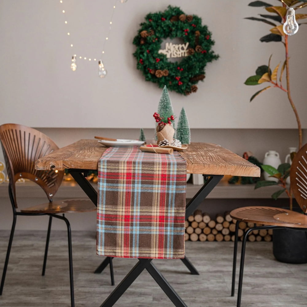 Christmas Table Runner Green Scottish Tartan Plaid Napkins Christmas ...