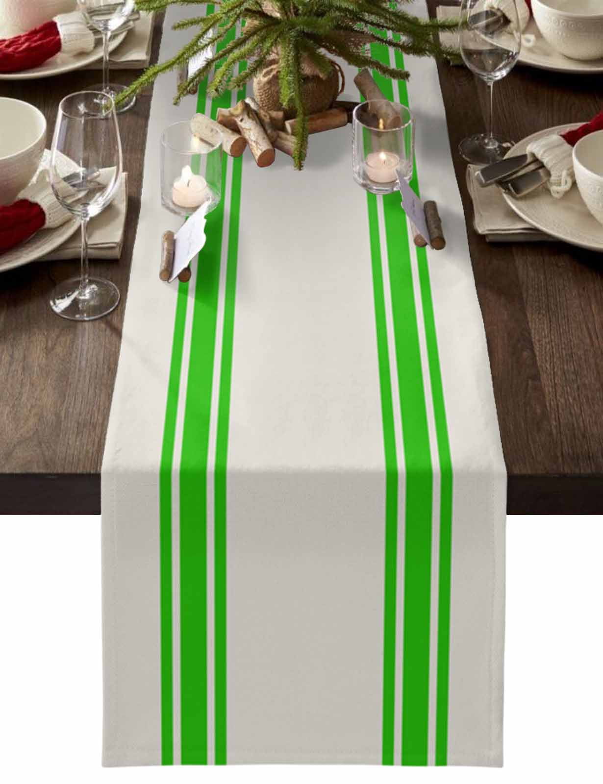 Christmas Table Runner Irish Festival Table Runners Green Stripe Cotton ...