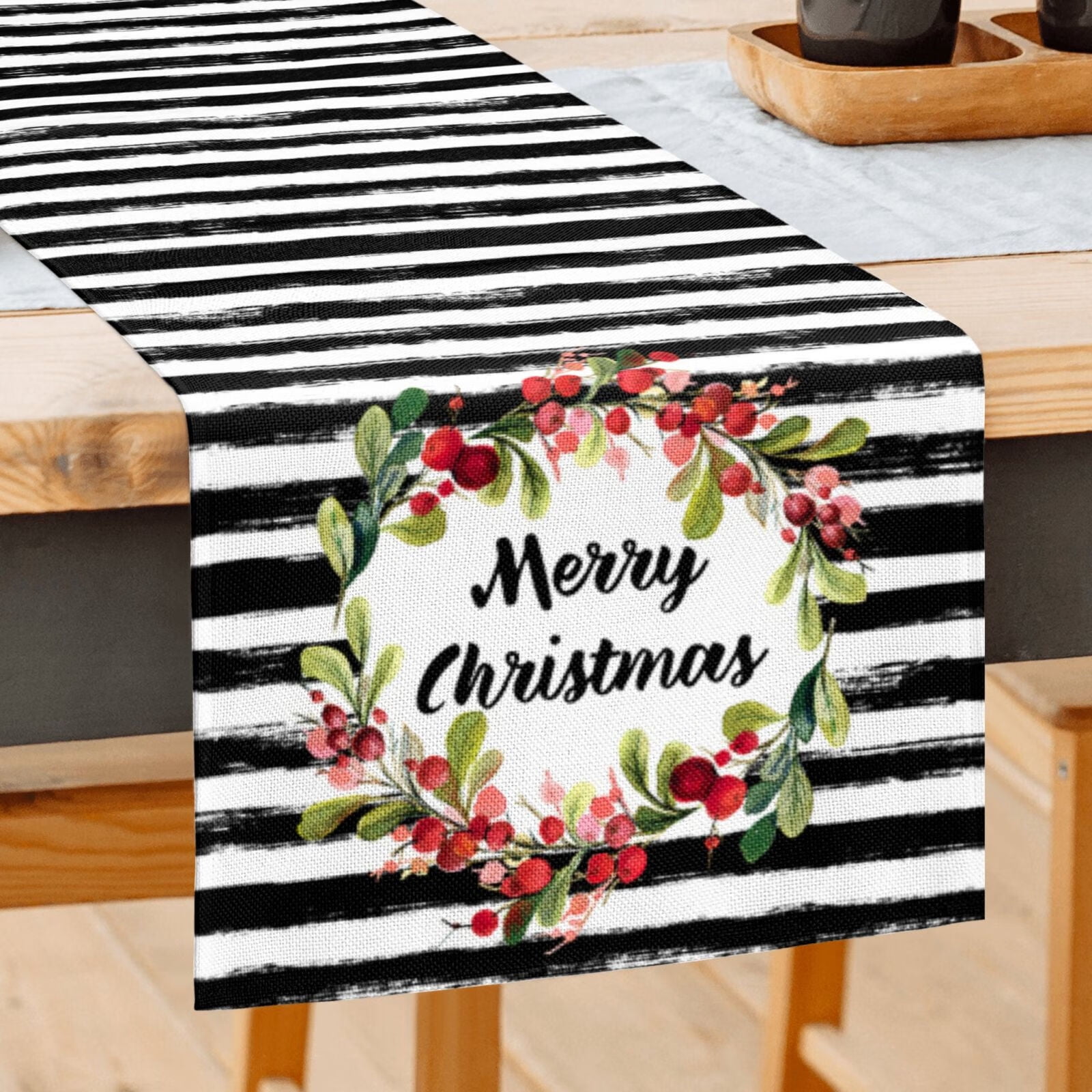 Christmas Table Runner, Merry Christmas Dining Table Runner Dresser ...