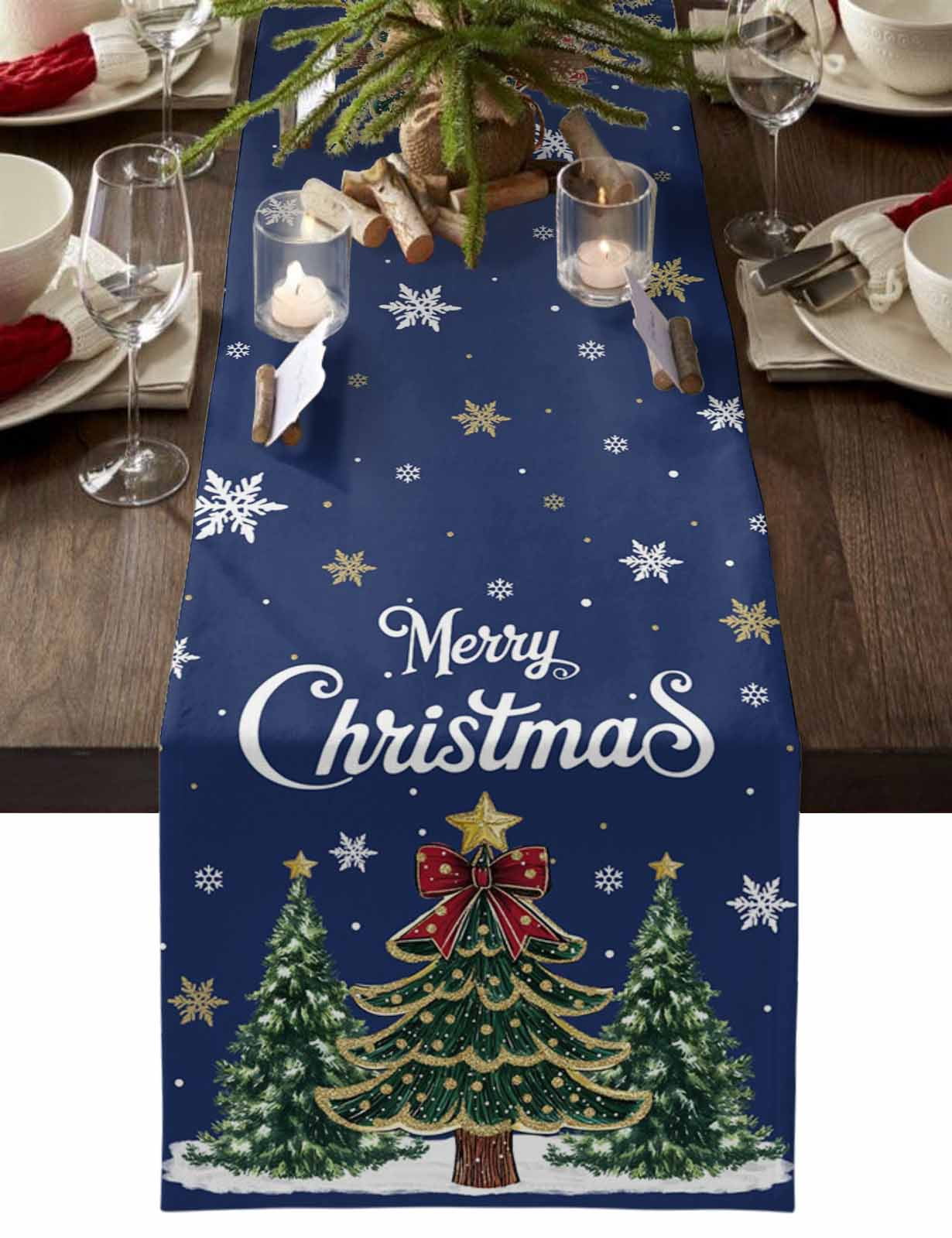 Christmas Table Runner Merry Christmas Tree Table Runners Gold ...