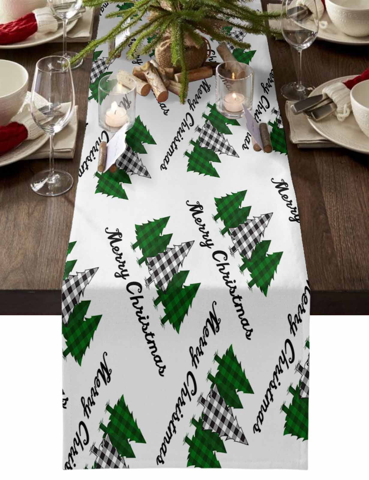 Christmas Table Runner Merry Christmas Tree Table Runners Green Black ...