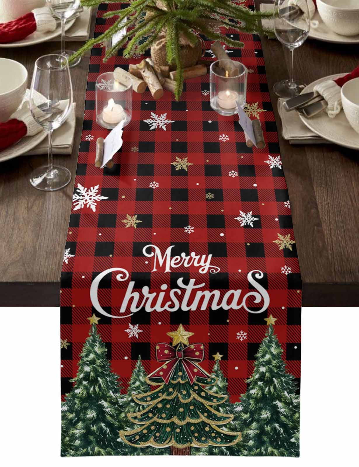 Christmas Table Runner Merry Christmas Tree Table Runners Pine Tree ...