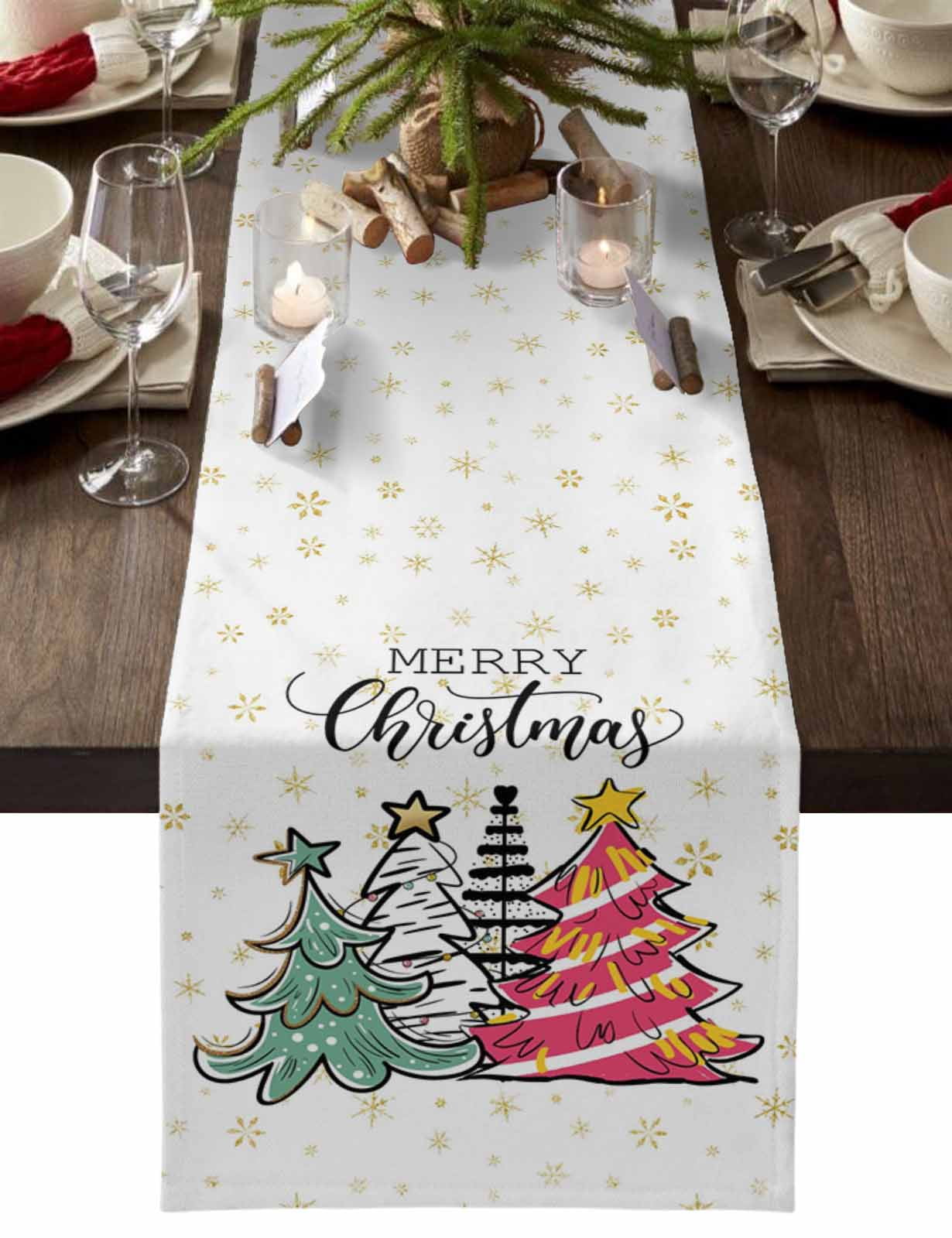 Christmas Table Runner Merry Christmas Tree Table Runners Pine Trees ...