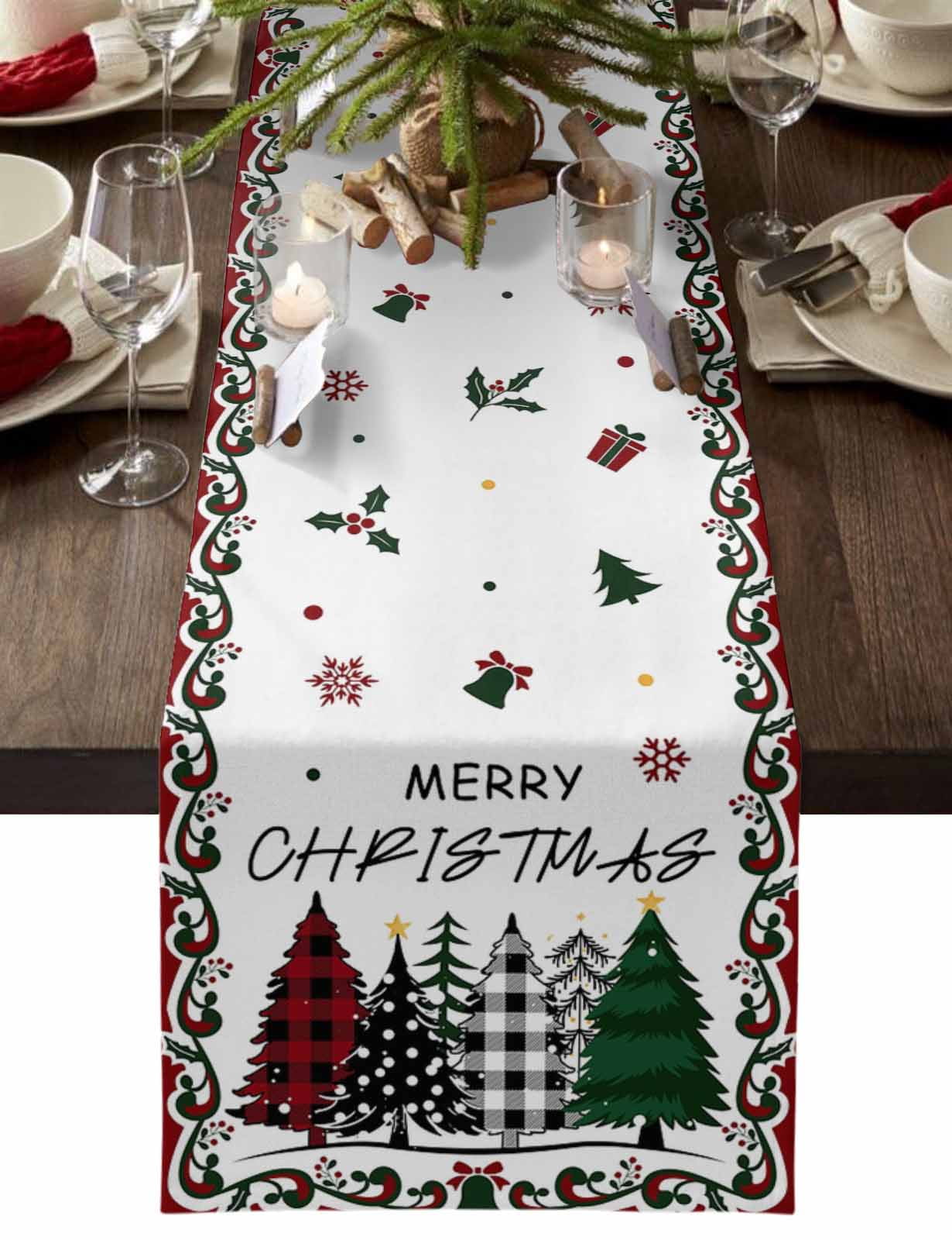 Christmas Table Runner Merry Christmas Tree Table Runners Red Black ...