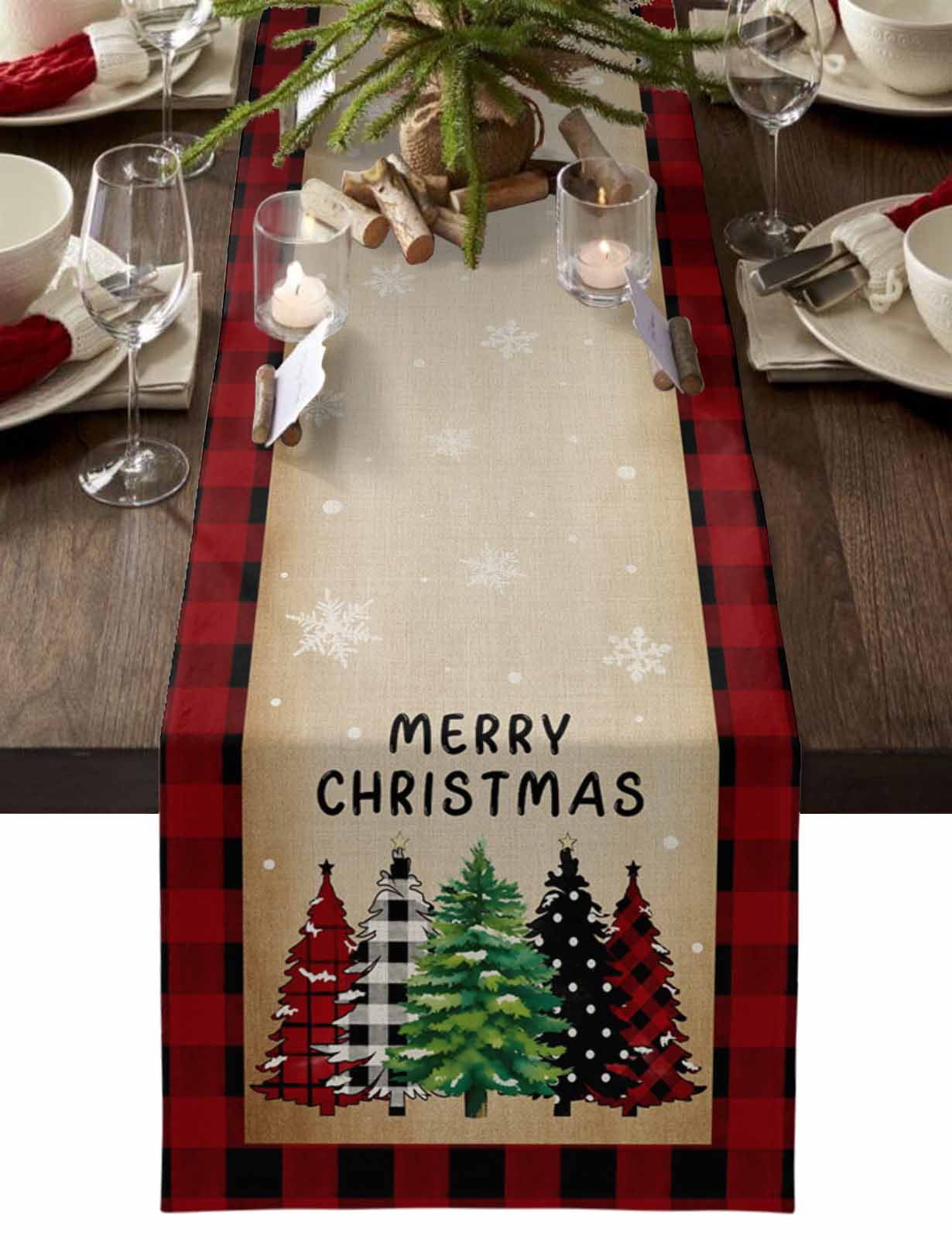 Christmas Table Runner Merry Christmas Tree Table Runners Red Buffalo ...