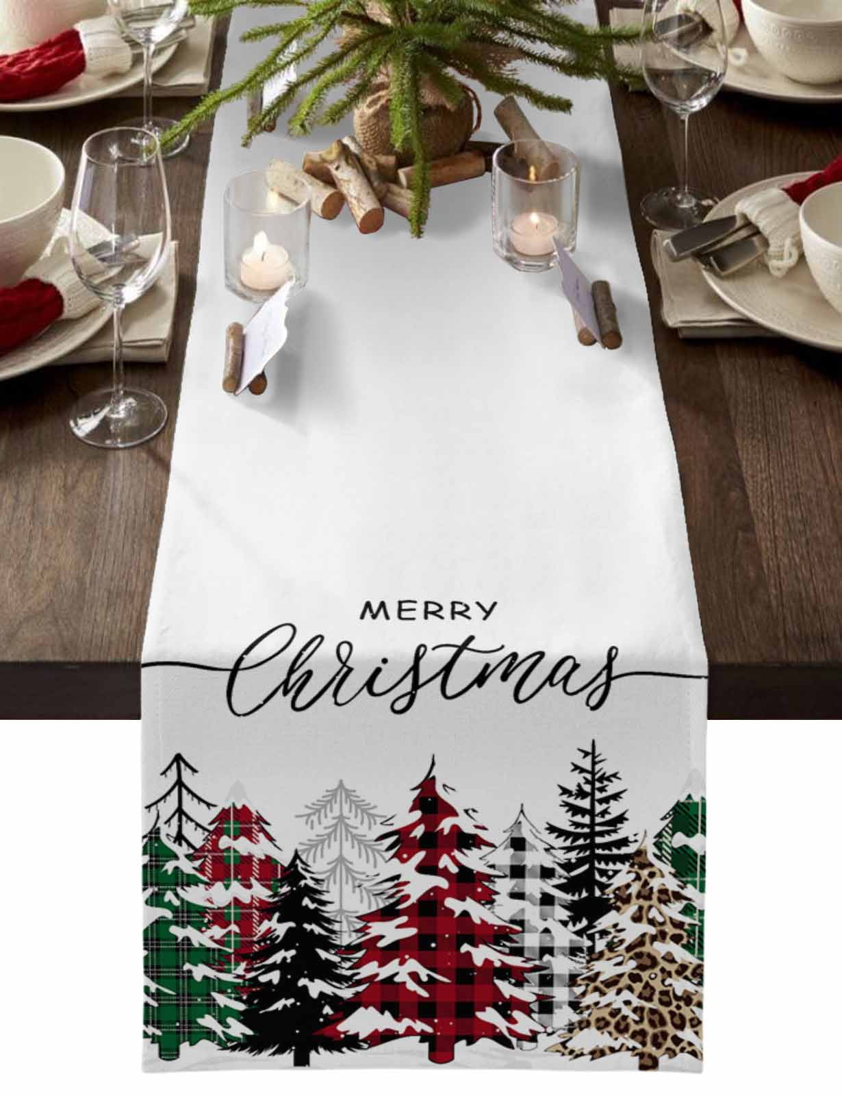 Christmas Table Runner Merry Christmas Tree Table Runners Red Green ...
