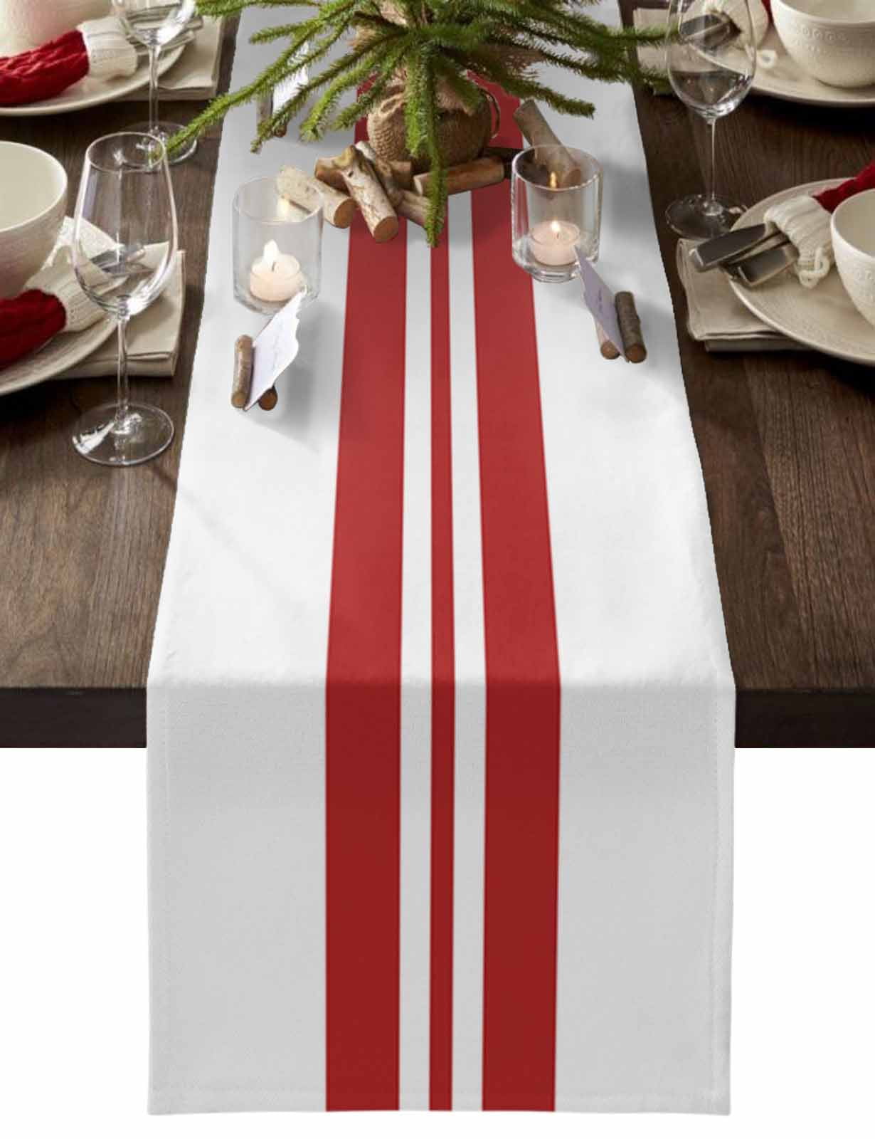 Christmas Table Runner Red Stripe Table Runners Classic Red and White ...