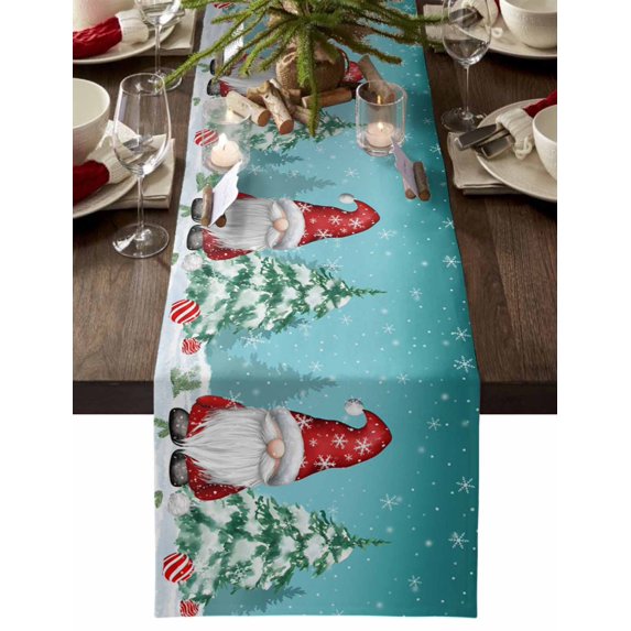 Christmas Table Runner Santa Claus Gnome Table Runners Winter Snowy ...