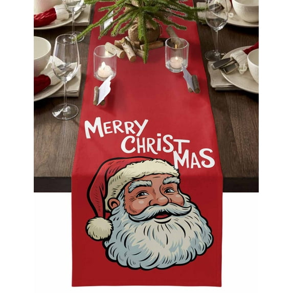 Christmas Table Runner Santa Claus Table Runners Merry Christmas Red ...