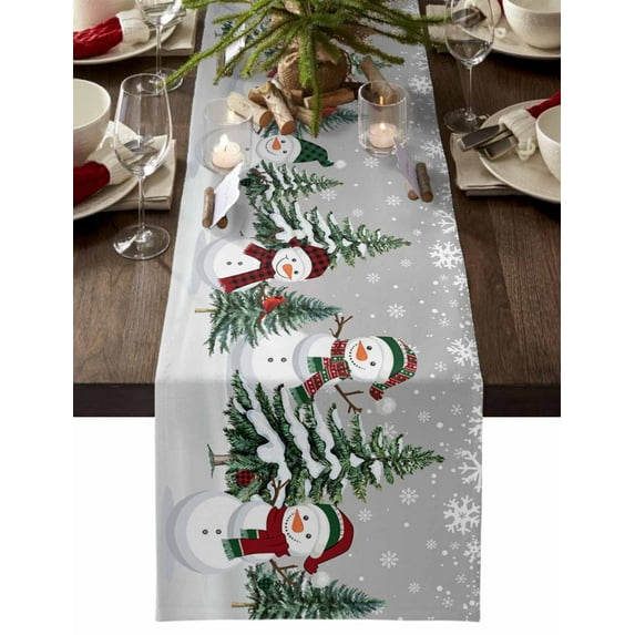 Christmas Table Runner Snowman Xmas Tree Table Runners Cardinal Bird ...