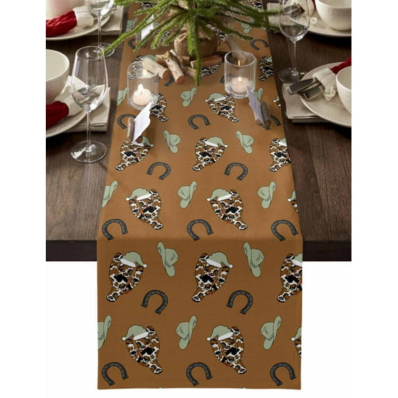 Christmas Table Runner Western Cactus Christmas Hat Table Runners ...