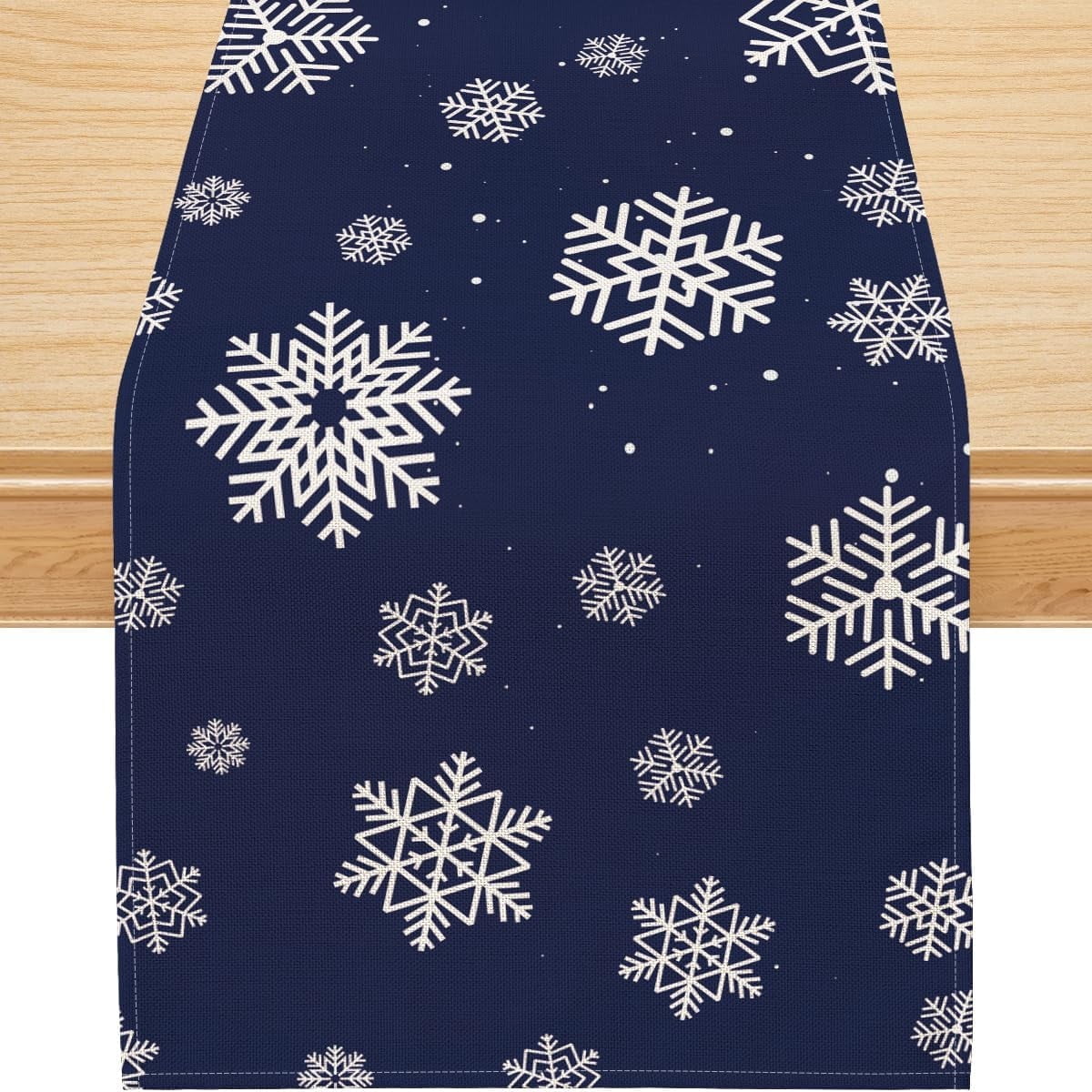 Christmas Table Runner, Winter Navy Blue Snowflakes Home Decor, 13x108 ...