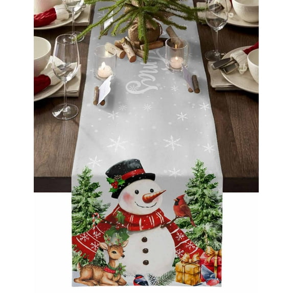 Christmas Table Runner Xmas Tree Snowman Table Runners Deer Cardinal ...