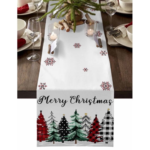 Christmas Table Runner Xmas Tree Table Runners Red Black Buffalo Plaid ...