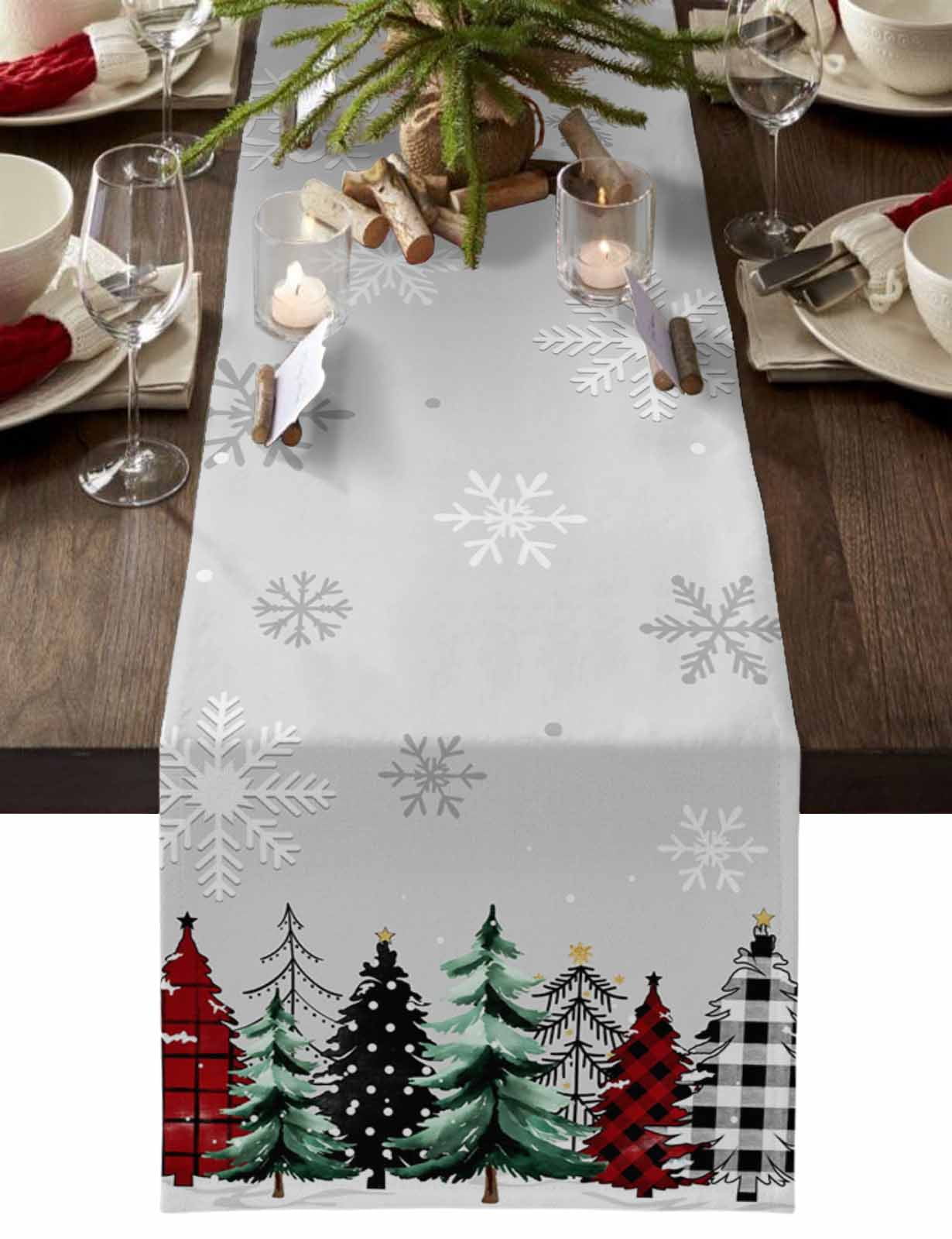 Christmas Table Runner Xmas Tree Table Runners Red Black Buffalo Plaid ...