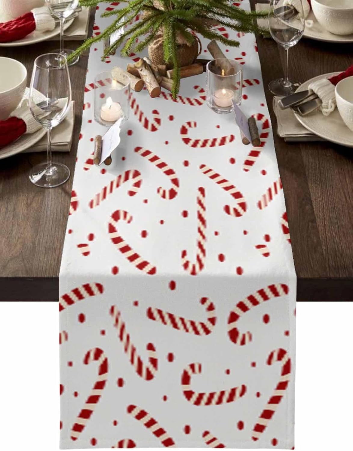 Christmas Table Runners Candy Cane Table Runner Dresser Scarves Non ...