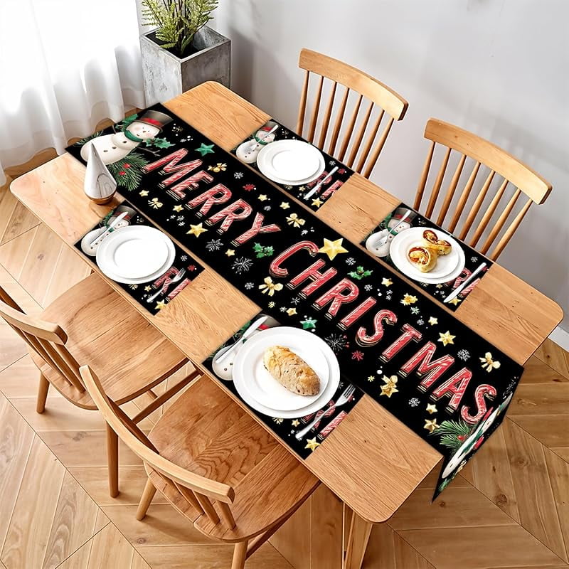 Christmas Table Runners and Placemats Set of 6, Red Plaid with ...