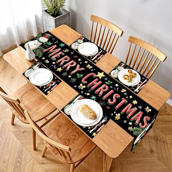 Christmas Table Runners and Placemats Set of 6, Red Plaid with ...