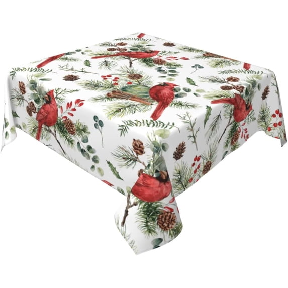 Christmas Tablecloth 54 x 54 Inch Square, Winter Red Birds Pine Tree ...