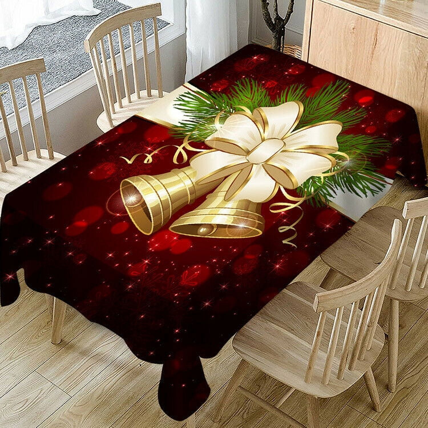Christmas Tablecloth, 55" x 55" Print Fabric Table Covers, Rectangle ...