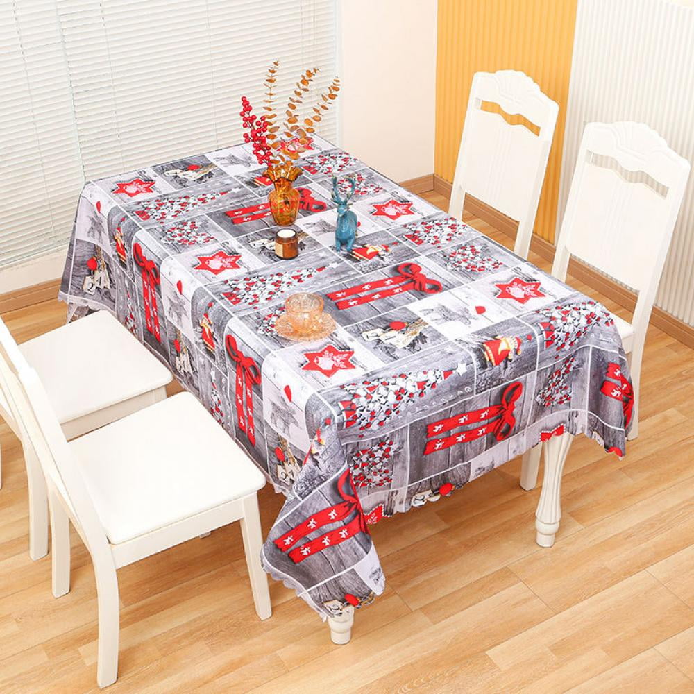 Christmas Tablecloth (59x71 Inch), Rectangular Reusable Table Cover ...