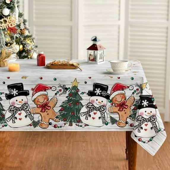 Christmas Tablecloth 60×84 Inch Rectangular, Gingerbread Man Tree ...