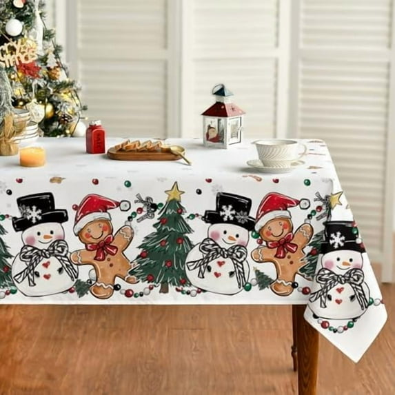Christmas Tablecloth 60×84 Inch Rectangular, Gingerbread Man Tree ...