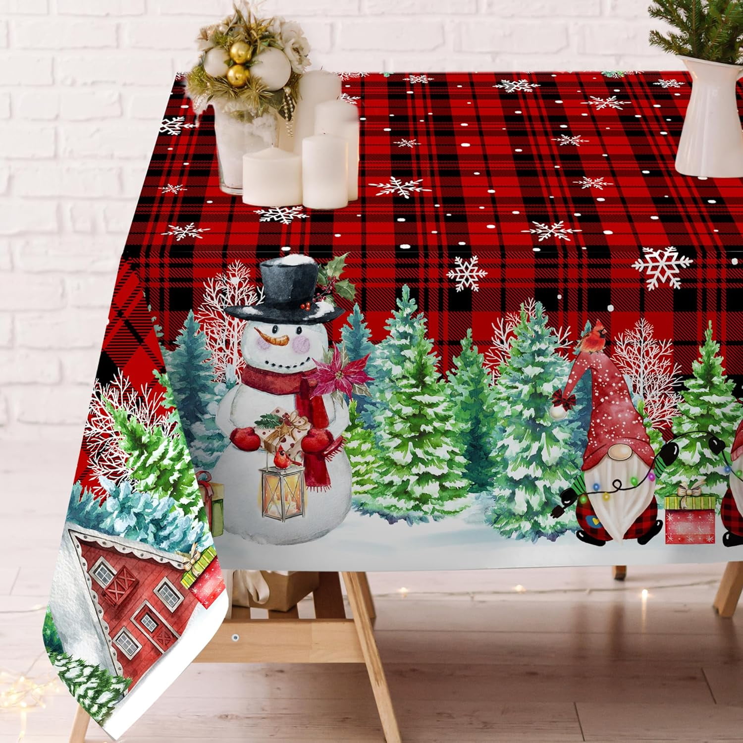 Christmas Tablecloth 60x84 Rectangle, Red Green Christmas Table Cloth ...