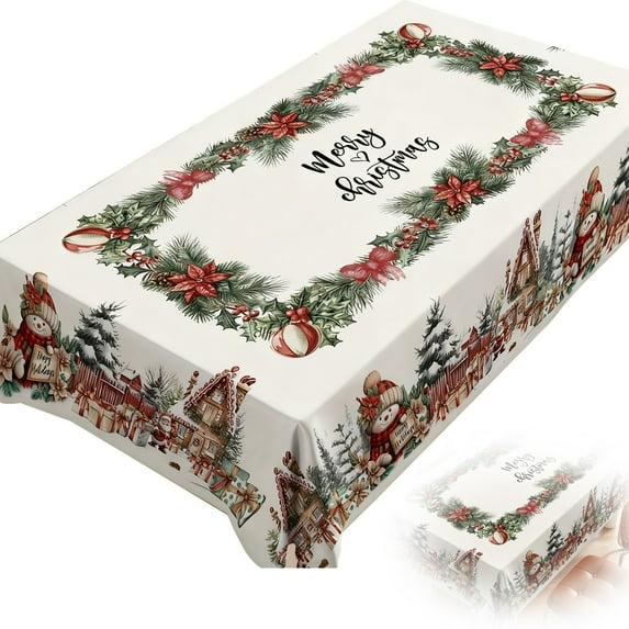 Christmas Tablecloth Digital Print Tree/Snowman/Reindeer Style Festive ...
