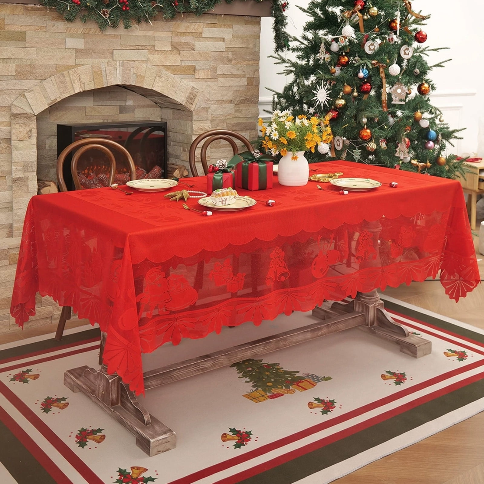 Christmas Tablecloth, Holiday Table Surrounding Feeling Tablecloth ...