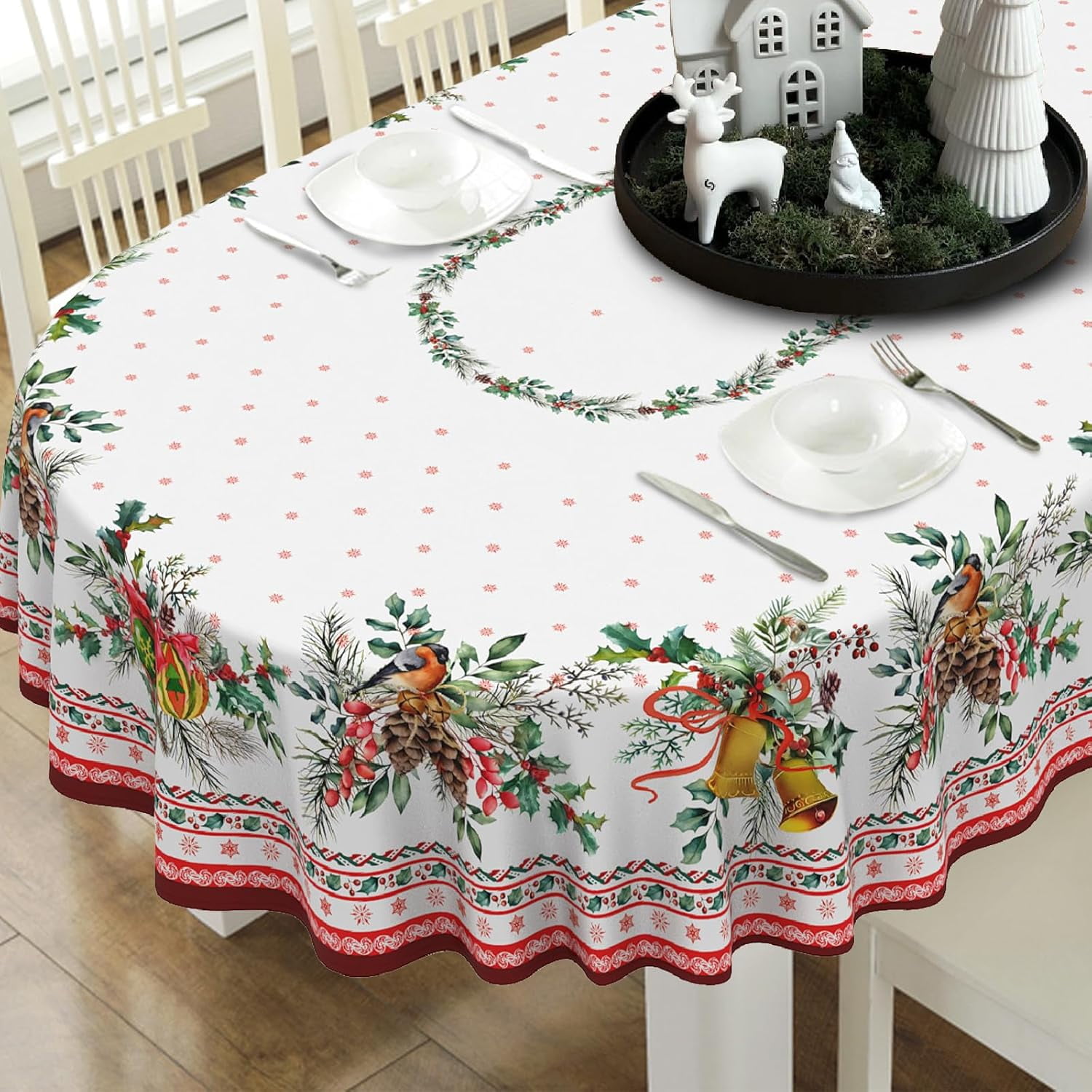 Christmas Tablecloth Holly Christmas Table Cloth, Washable Table Cover ...
