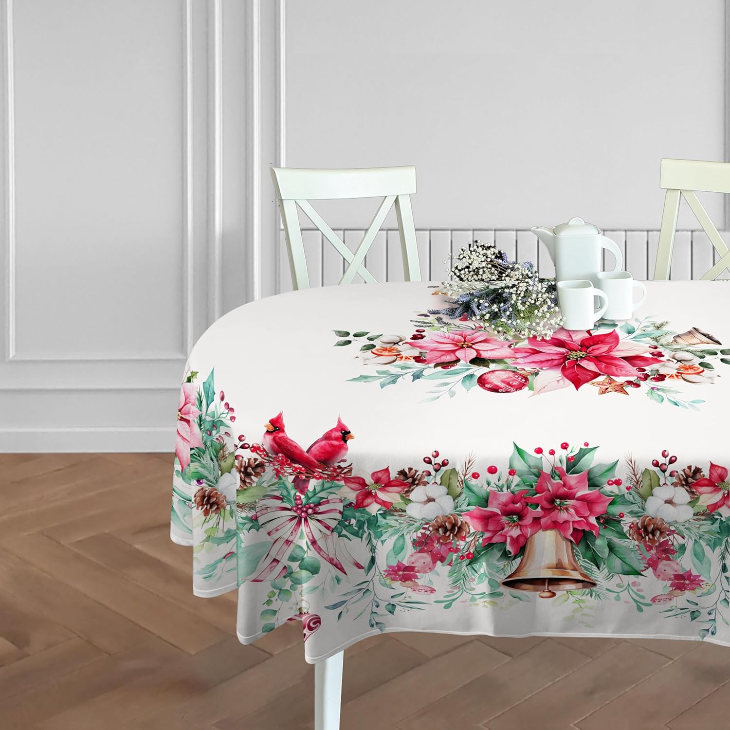 Christmas Tablecloth Pink Xmas Decorations Waterproof Tablecloths Table ...