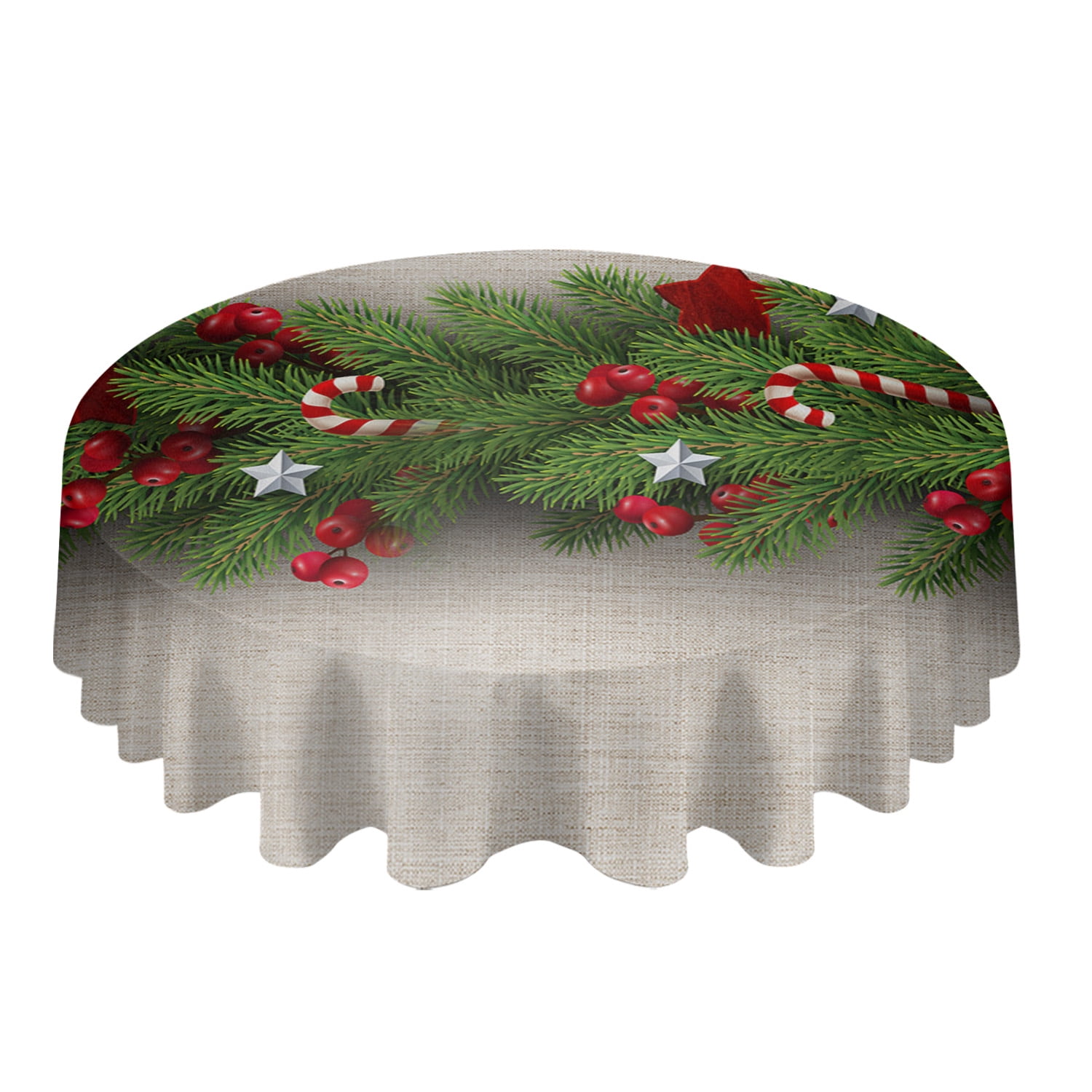 Christmas Tablecloth Poinsettia Flower Round Tablecloth Waterproof ...