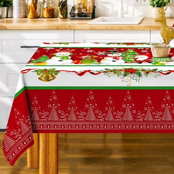 Christmas Tablecloth Rectangle 60 x 120, Christmas Tree Poinsettia ...