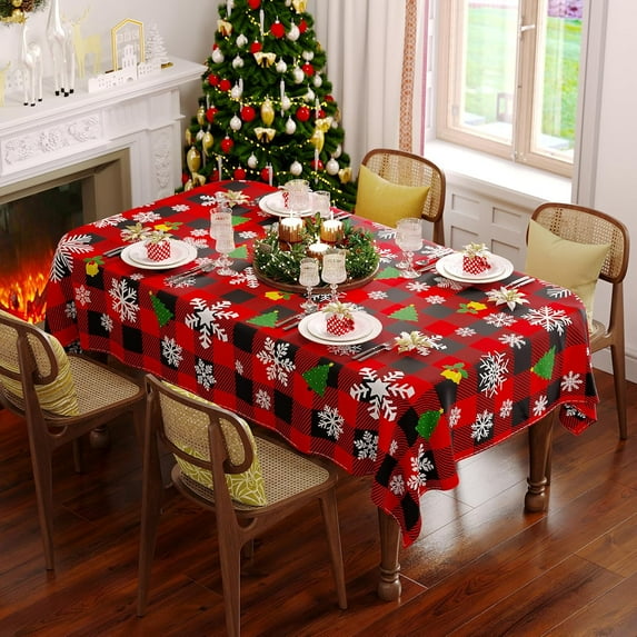 Christmas Tablecloth Rectangle 60x102 Inch, Red Buffalo Plaid with ...