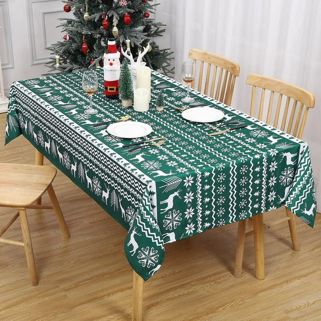 Christmas Tablecloth for Rectangle Table Xmas Tree Deer Patten Boho ...