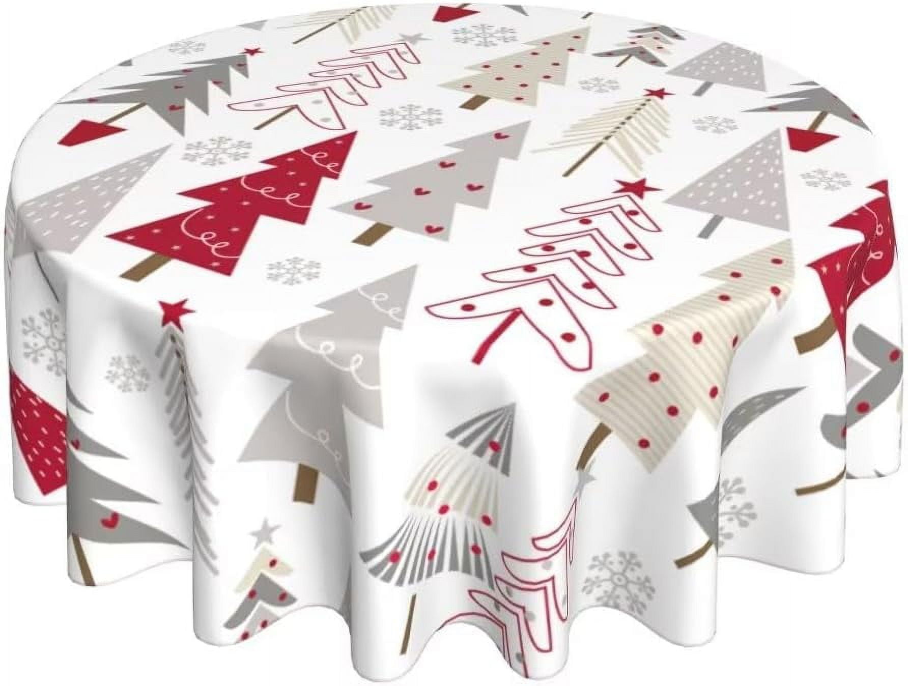 Christmas Tablecloth Round 60 Inch, Christmas Trees Tablecloths ...