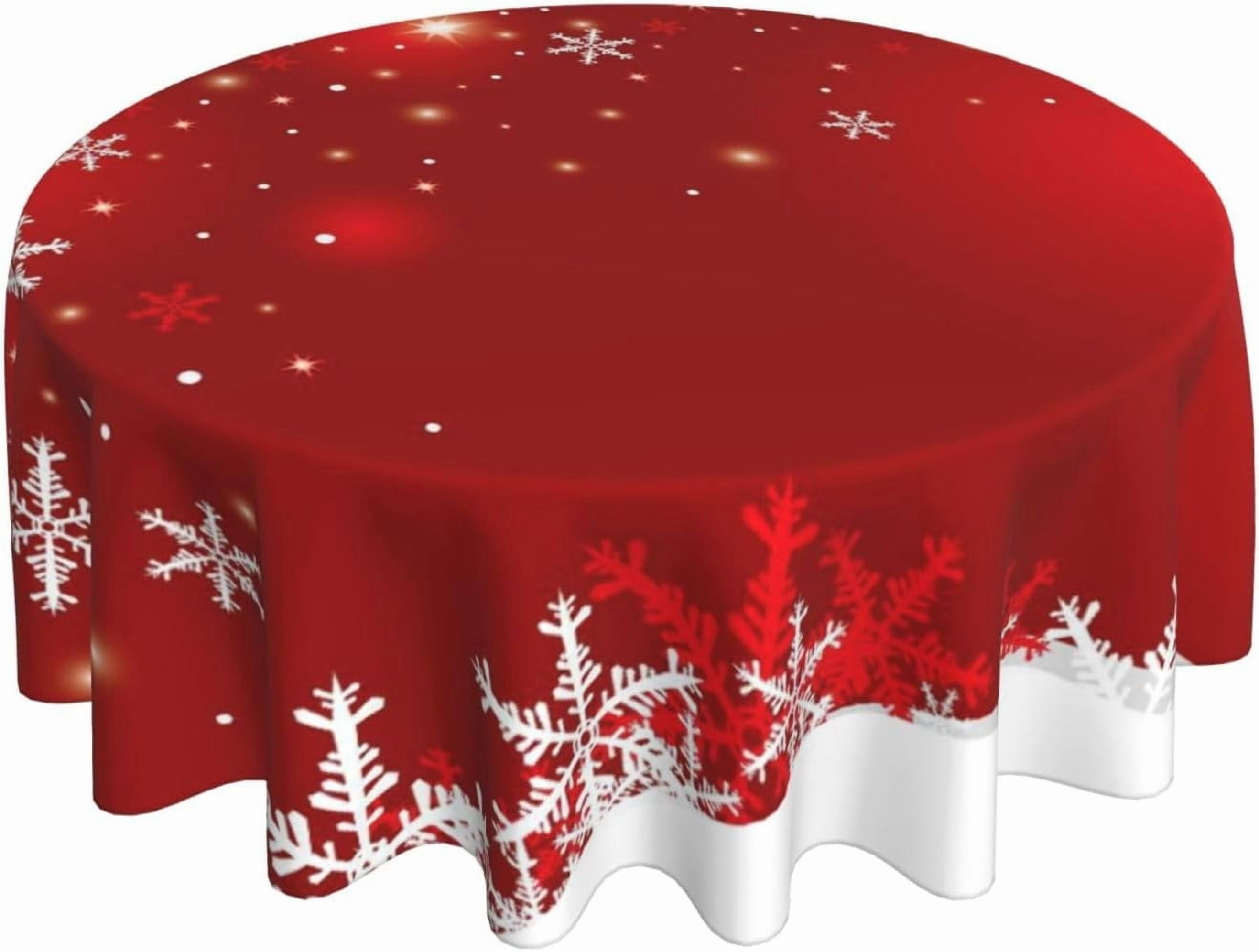Christmas Tablecloth Round 70 x 70 Inch Christmas Red Round Table Cloth ...
