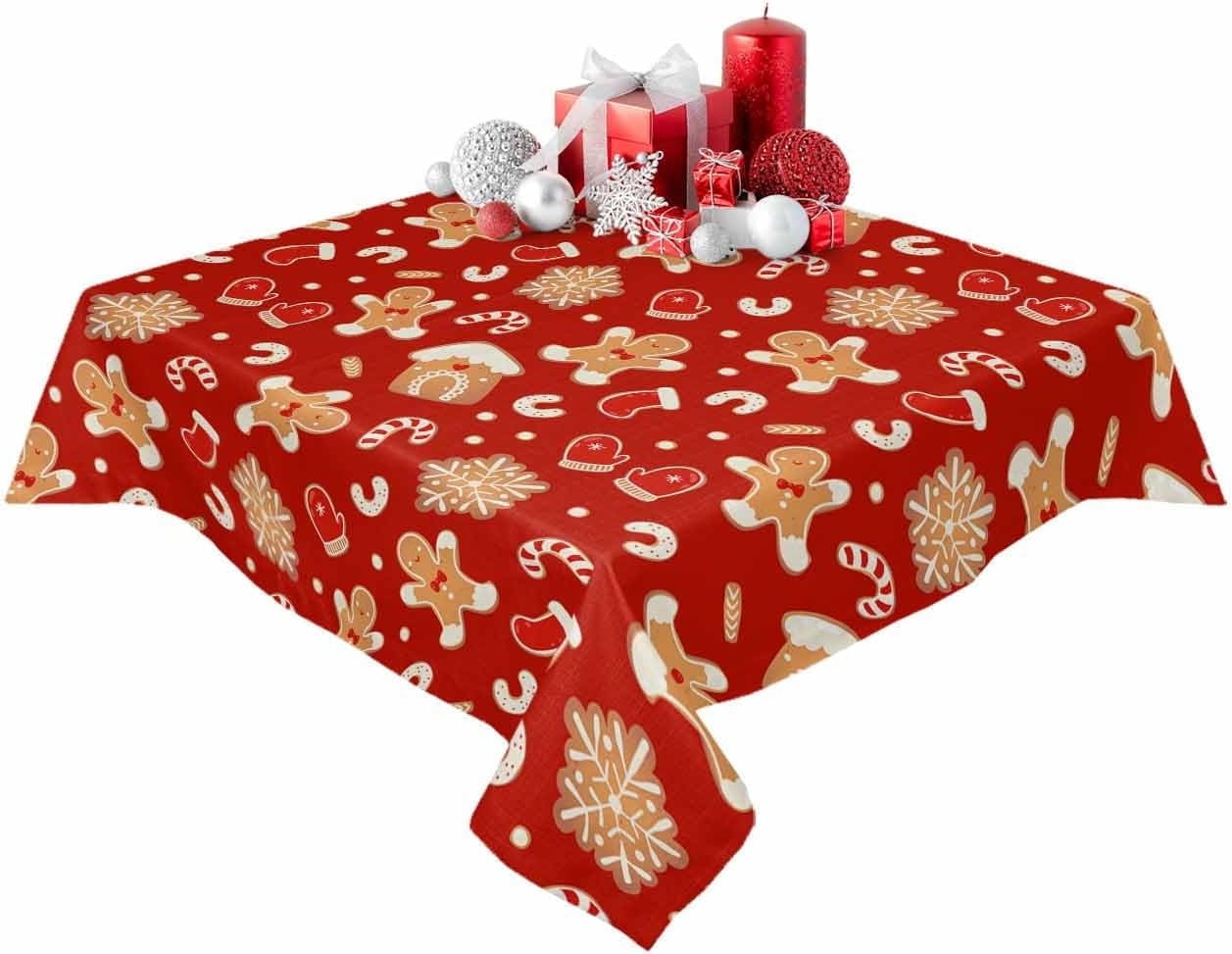 Christmas Tablecloth Round Tablecloth 60x60inch, Gingerbread Holiday ...