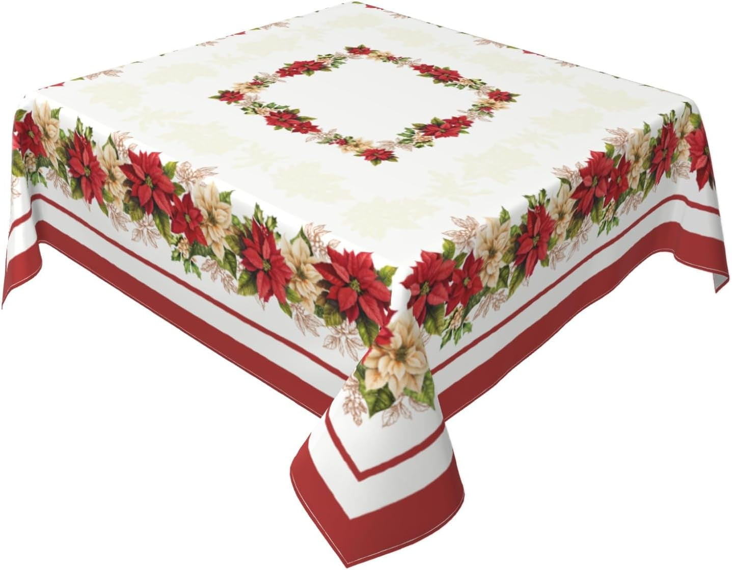 Christmas Tablecloth Square 52x52 Inch Winter Floral Leaves Print ...