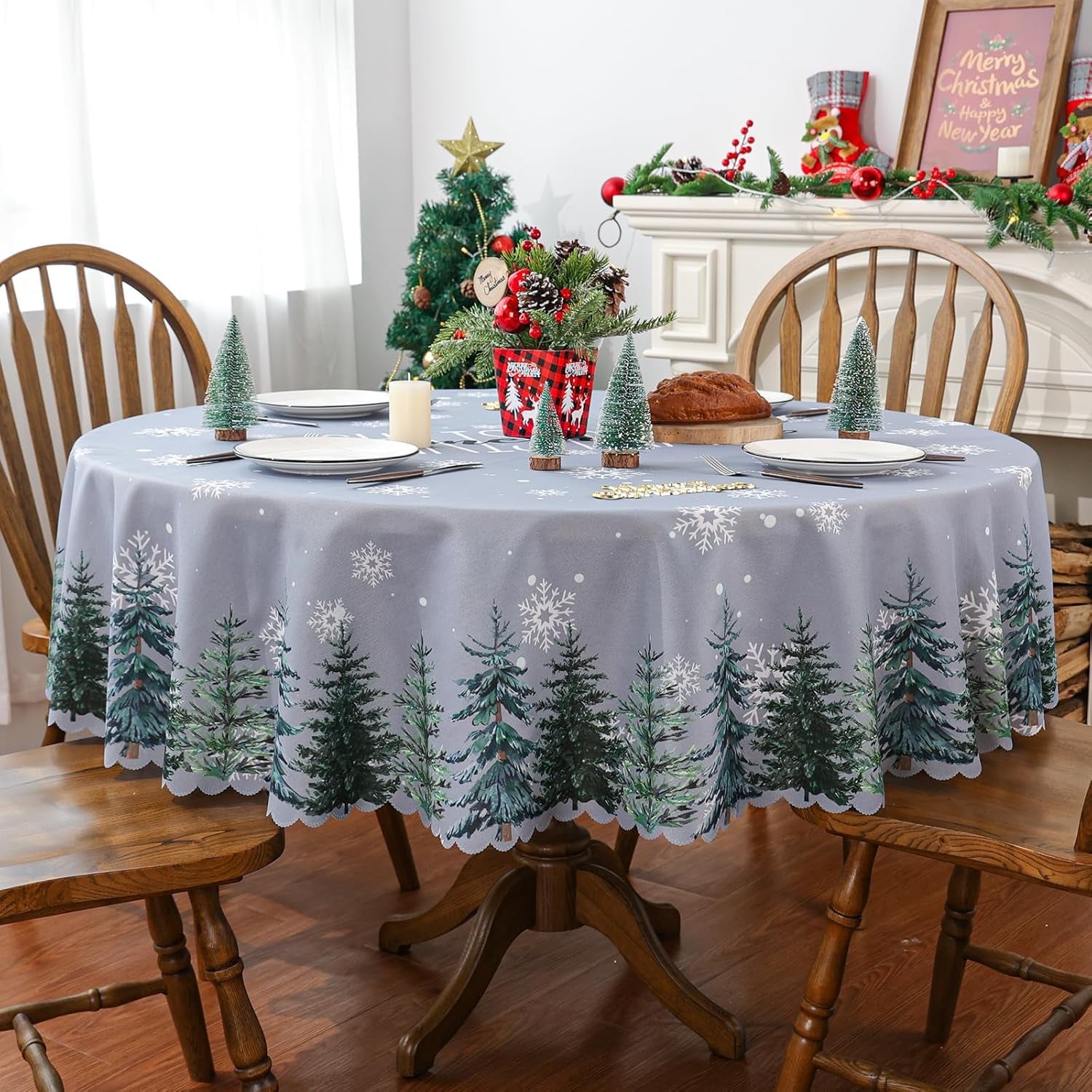 Christmas Tablecloth, Christmas Tree Decor Merry Christmas Table Cover ...