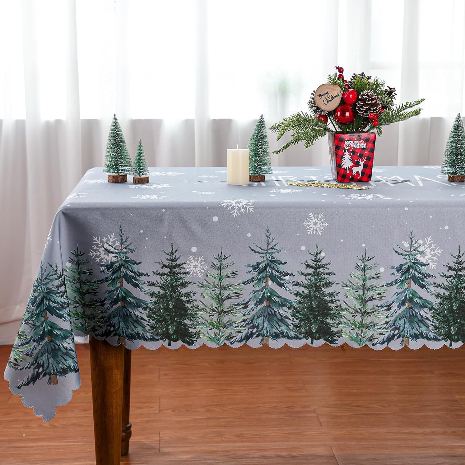 Christmas Tablecloth, Christmas Tree Decor Merry Christmas Table Cover ...