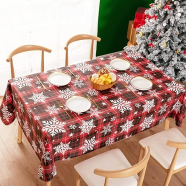 Red White Plaid Christmas Tablecloth 60x84, Tartan Table Cloth ...