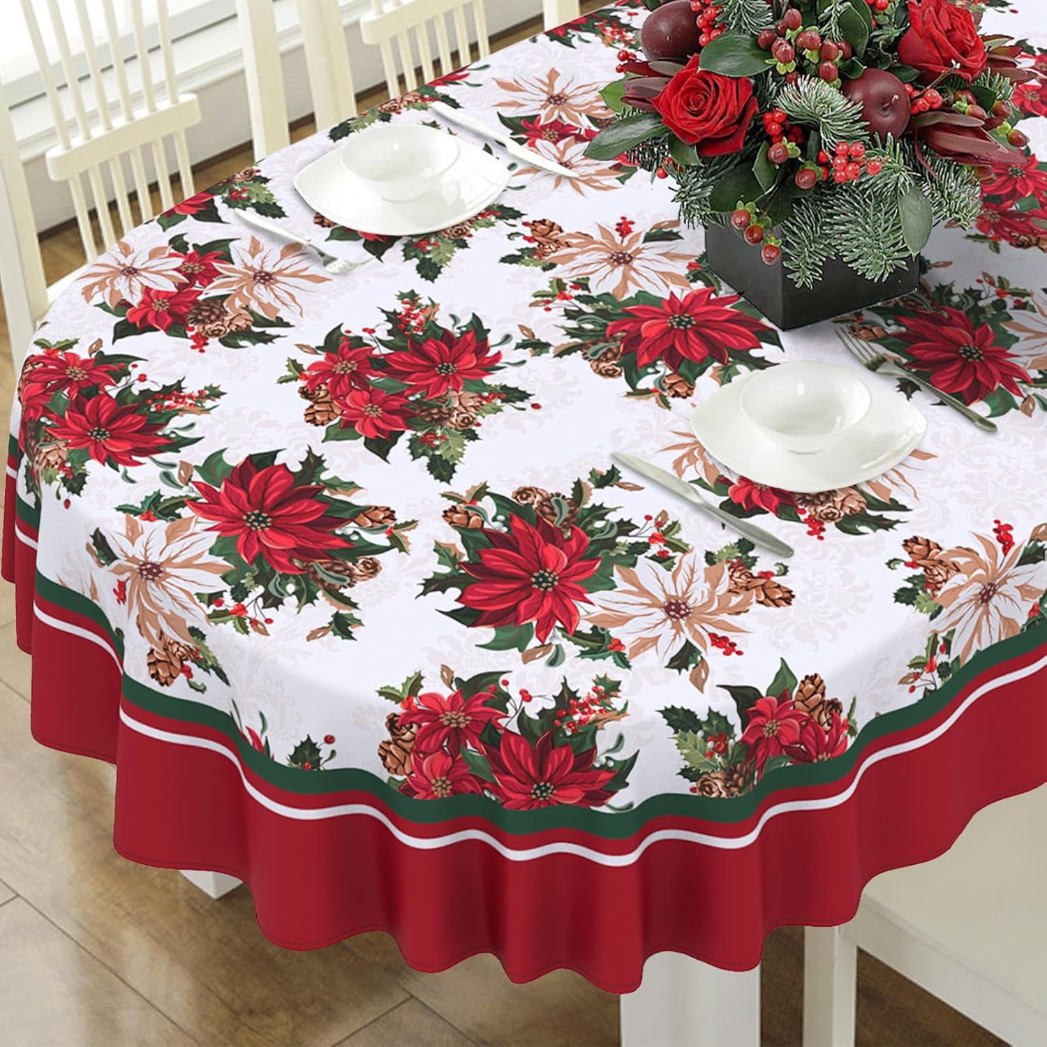 Christmas Tablecloth Waterproof Fabric Christmas Table Cloth for New ...