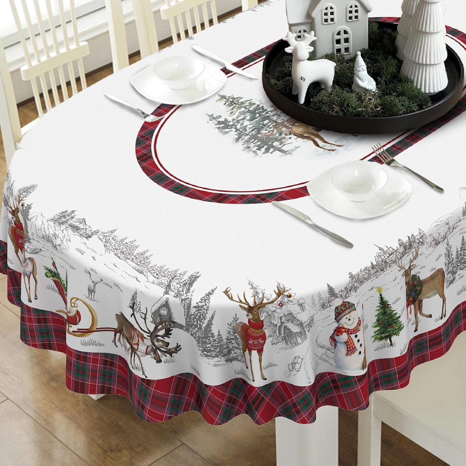 Christmas Tablecloth Waterproof Fabric Christmas Table Cloth for New ...