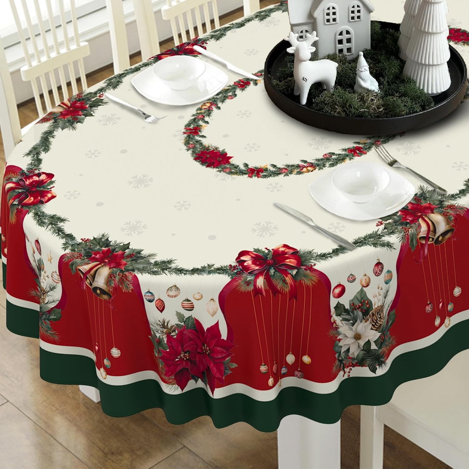 Christmas Tablecloth Waterproof Fabric Christmas Table Cloth for New ...
