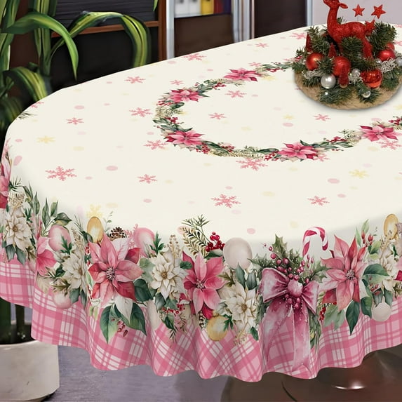 Christmas Tablecloth Winter Holiday Table Cloth Washable Christmas Tree ...