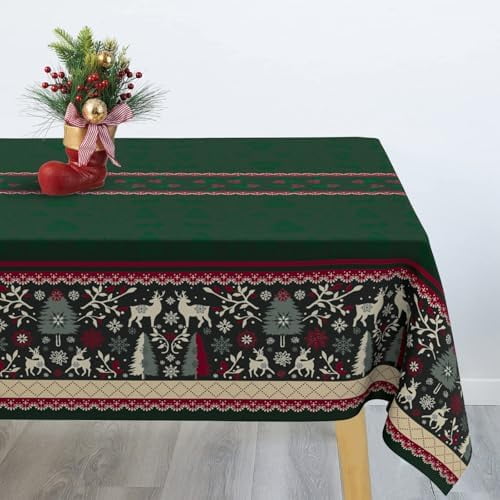 Christmas Tablecloth Winter Holiday Table Cloth Washable Christmas Tree ...