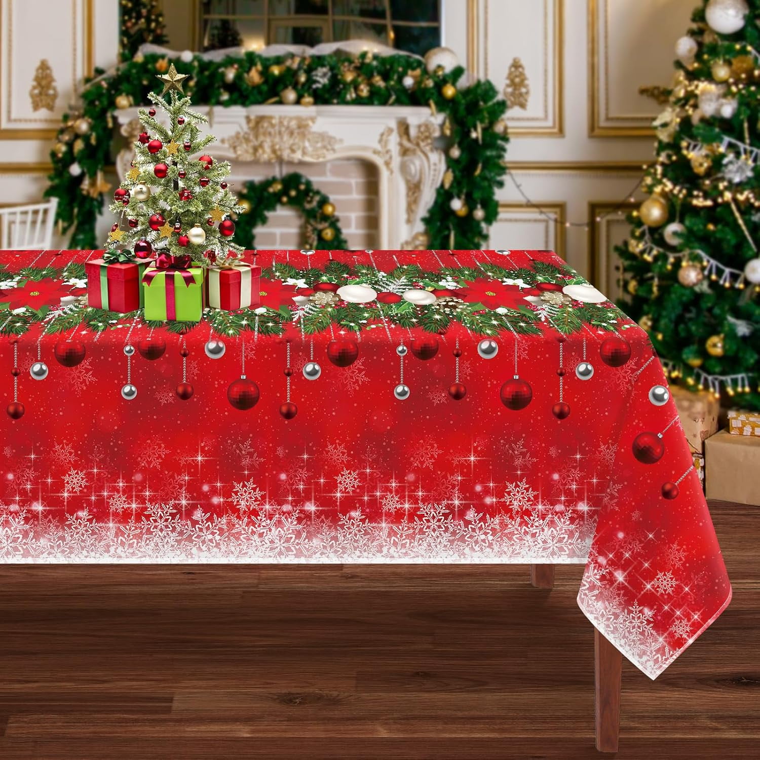 Christmas Tablecloths 60 x 84 Inch Rectangle Table Decorations,Washable ...